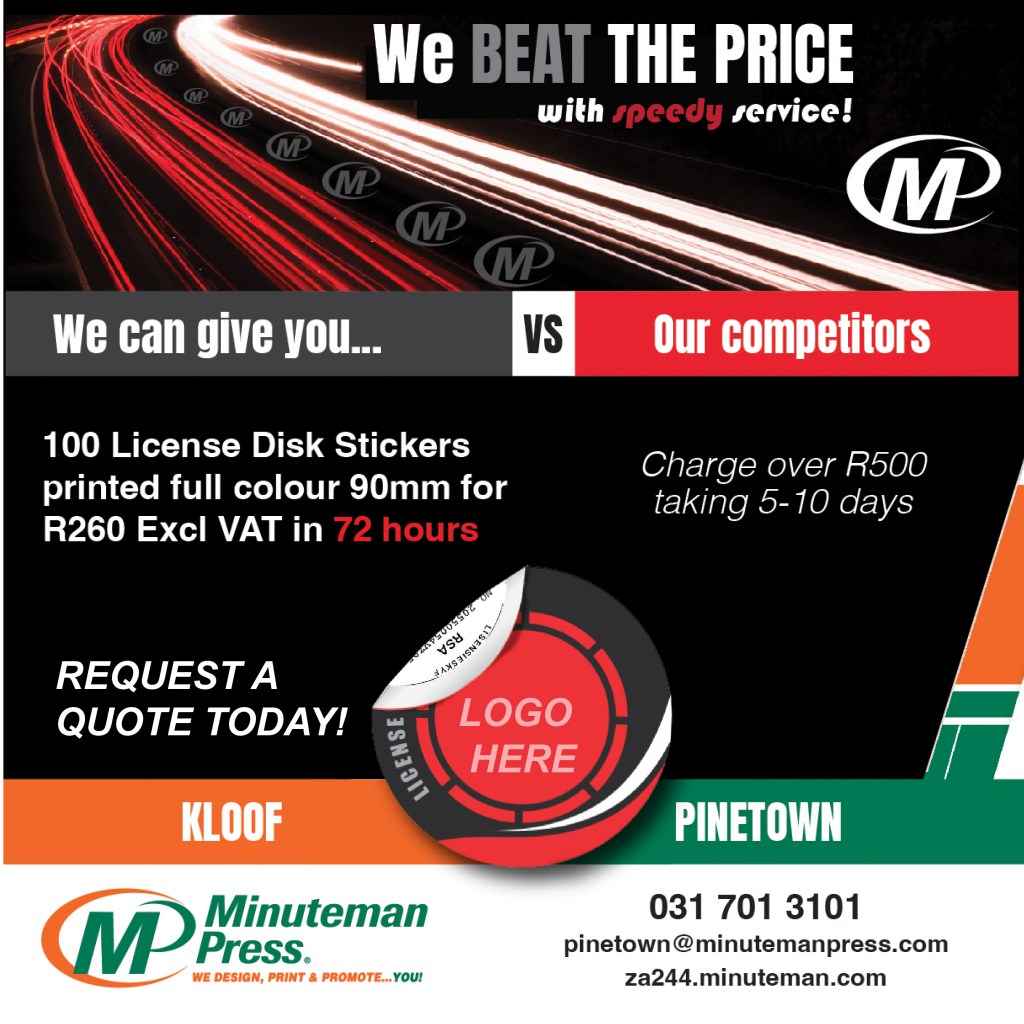 License Disk Stickers – Minuteman Press Pinetown
